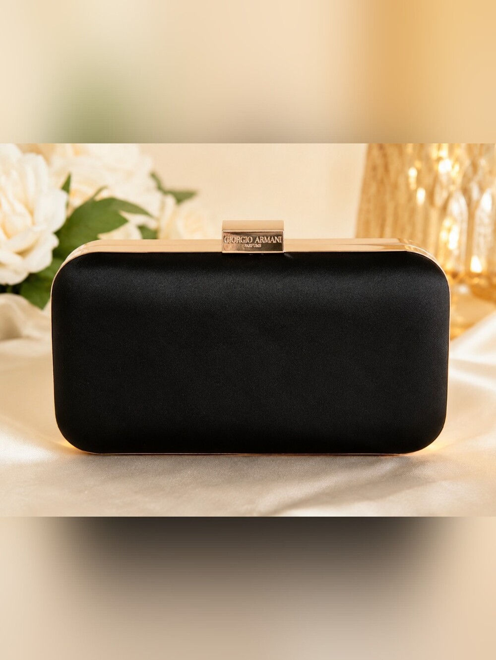 Giorgio Armani | Bags | Giorgio Armani Parfums Black Evening Clutch ...